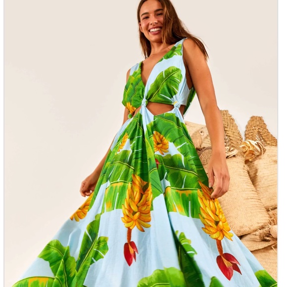 FARM Rio | Dresses | Farm Rio Banana Cut Out Dress Nwt | Poshmark